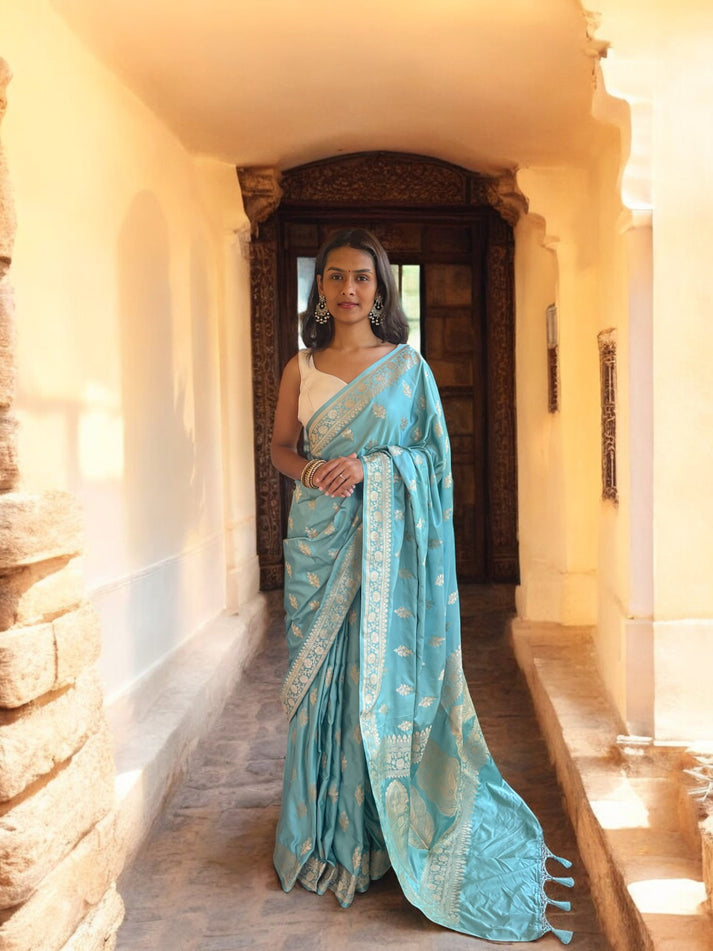 Sea Green Kalgi Mughal Floral Poise – Girhasta